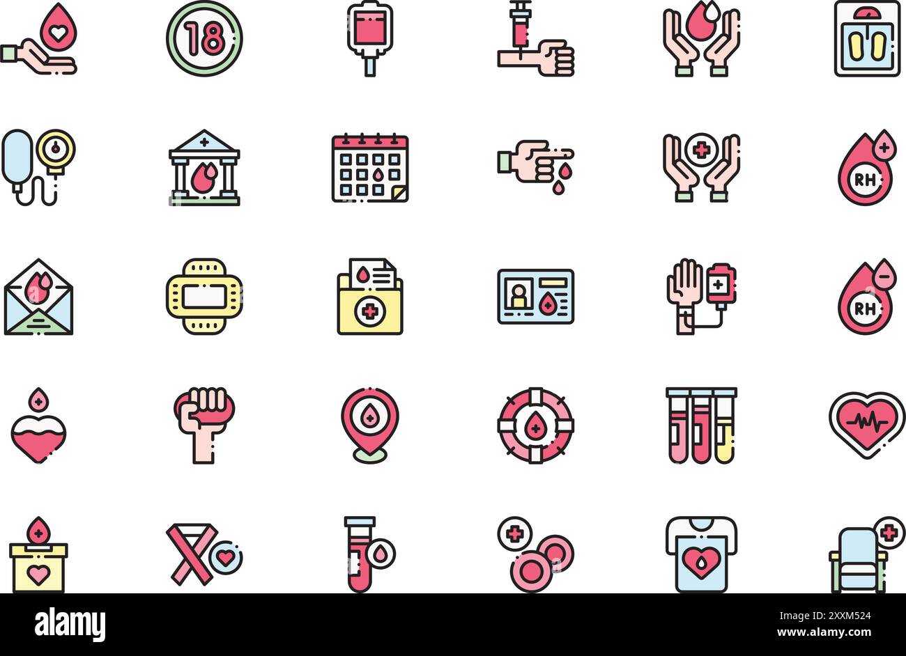 Blood donation icons collection is a vector illustration with editable ...
