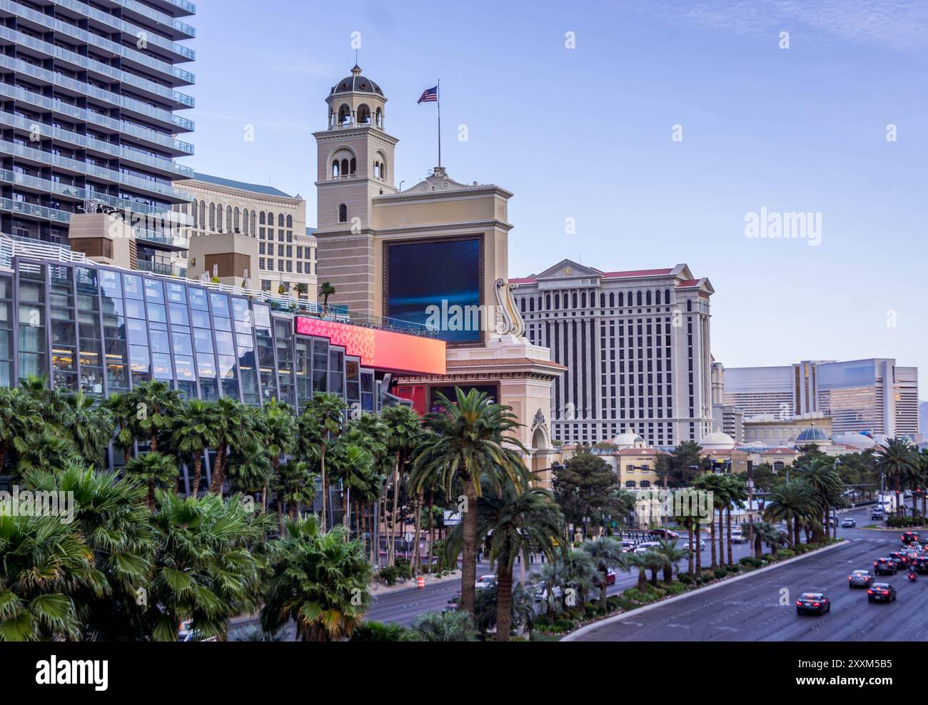 The part of Las Vegas strip during the morning with Caesar palace and ...