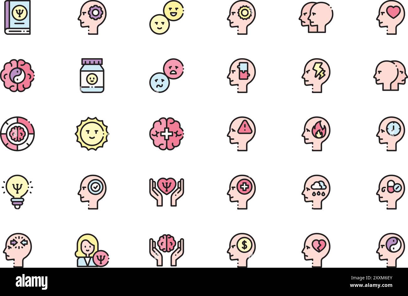 Mental health icons collection is a vector illustration with editable ...