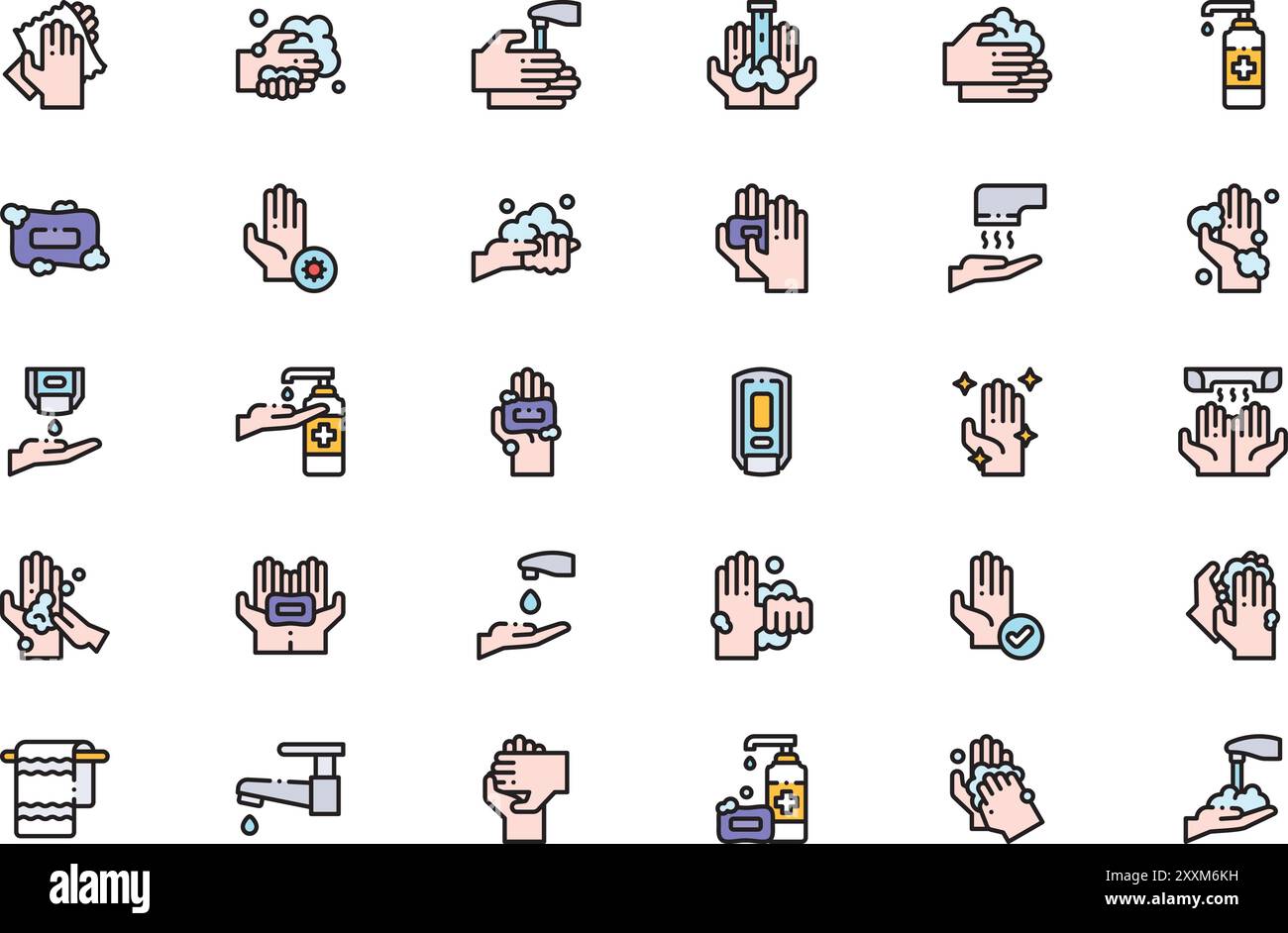 Hand washing icons collection is a vector illustration with editable ...