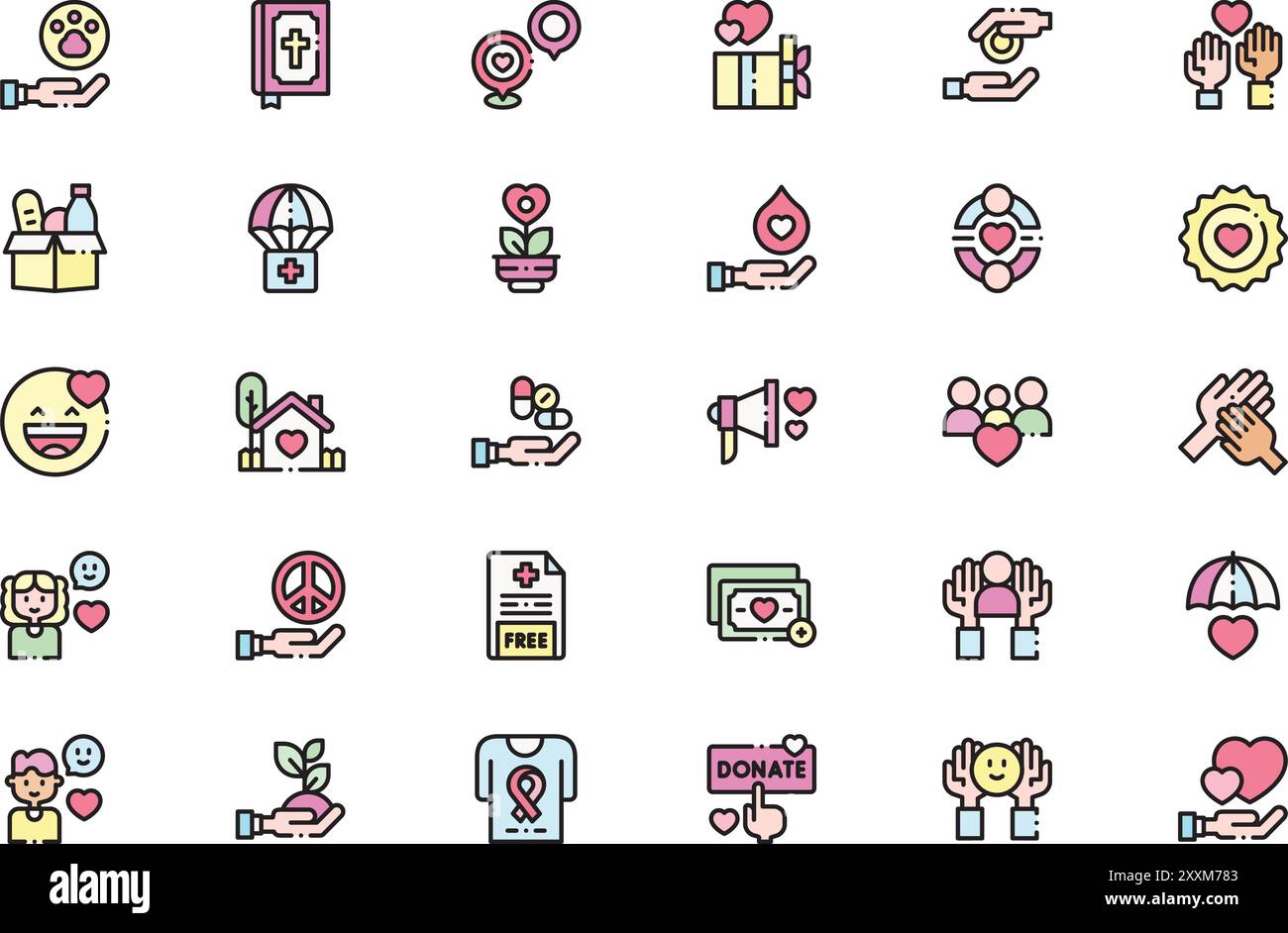 Kindness icons collection is a vector illustration with editable stroke ...