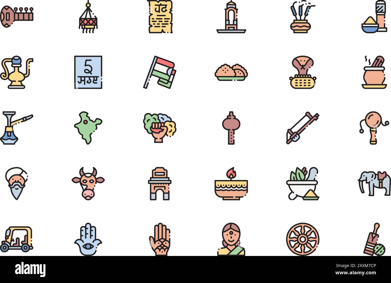 India icons collection is a vector illustration with editable stroke ...