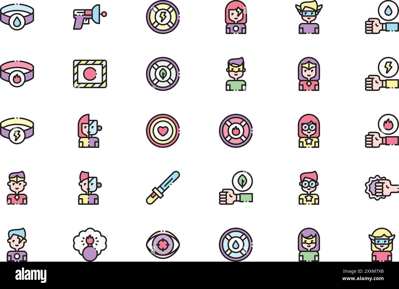 Superhero icons collection is a vector illustration with editable ...