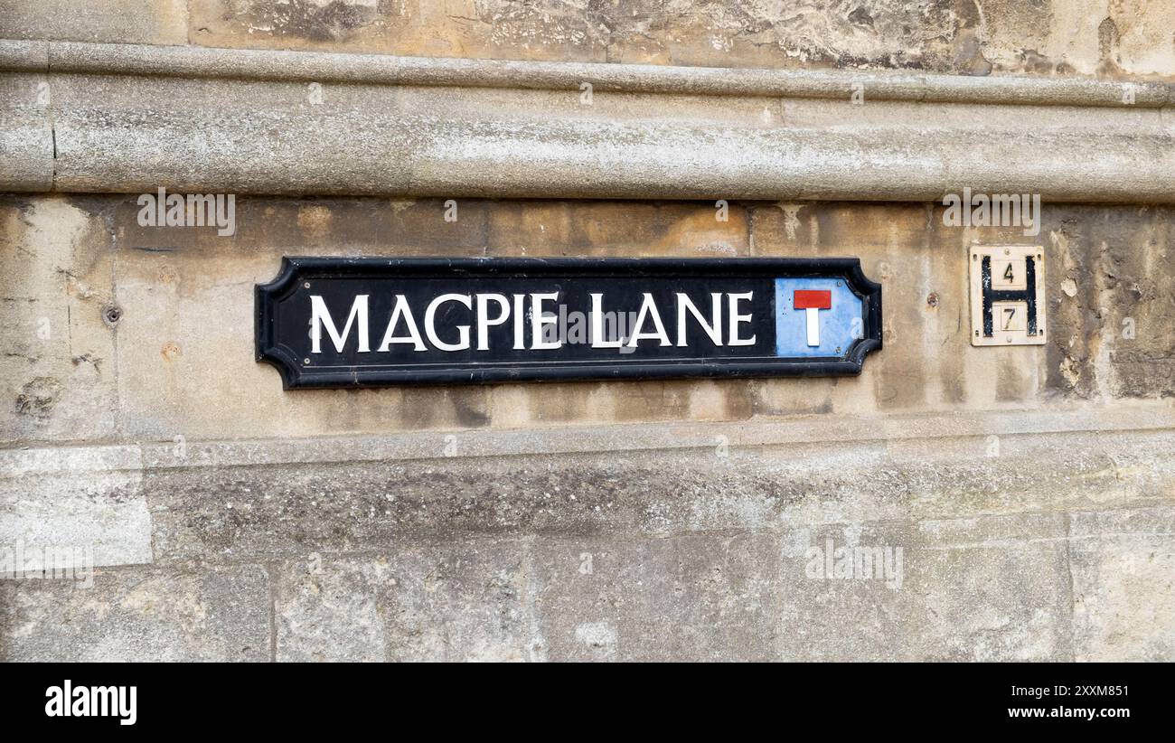 Magpie Lane street name sign in the town city of Oxford Oxfordshire ...