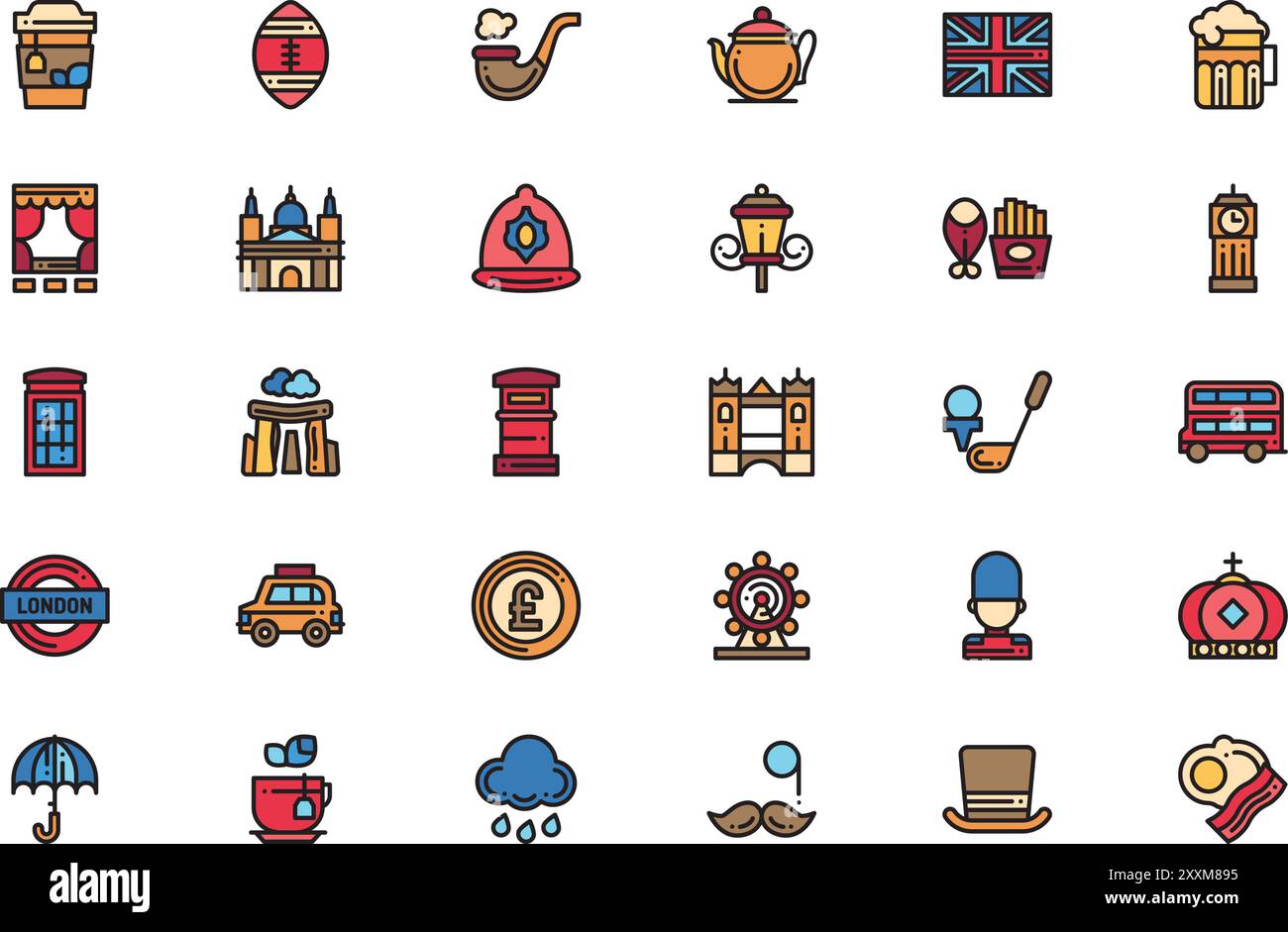 England icons collection is a vector illustration with editable stroke ...