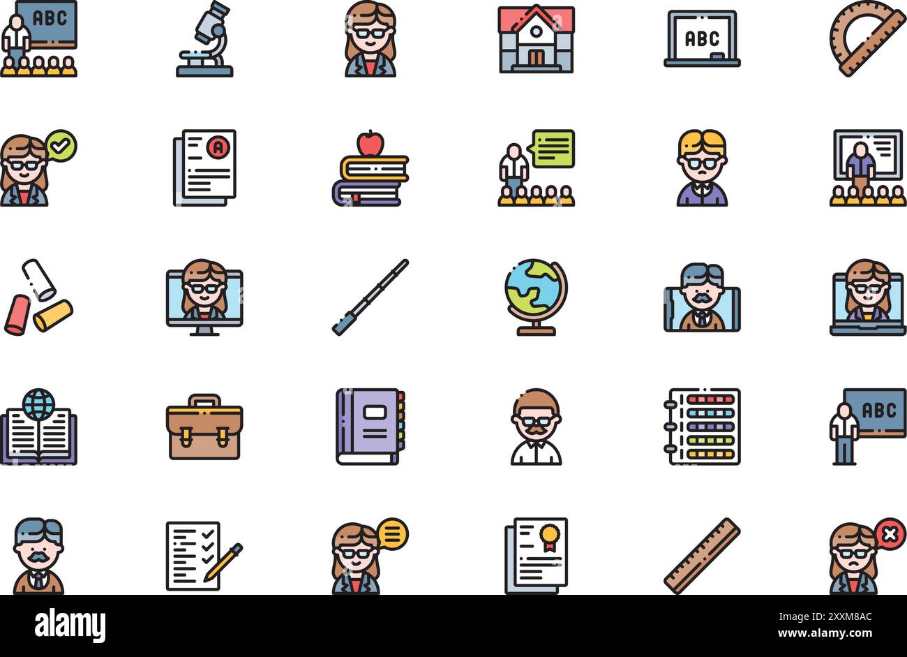 Teacher icons collection is a vector illustration with editable stroke ...