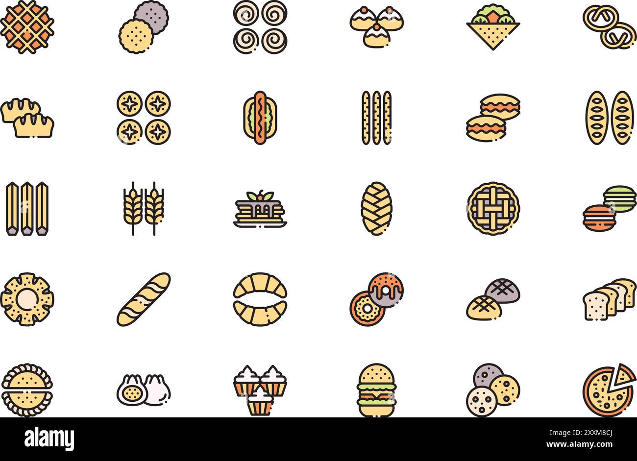 Bread icons collection is a vector illustration with editable stroke ...
