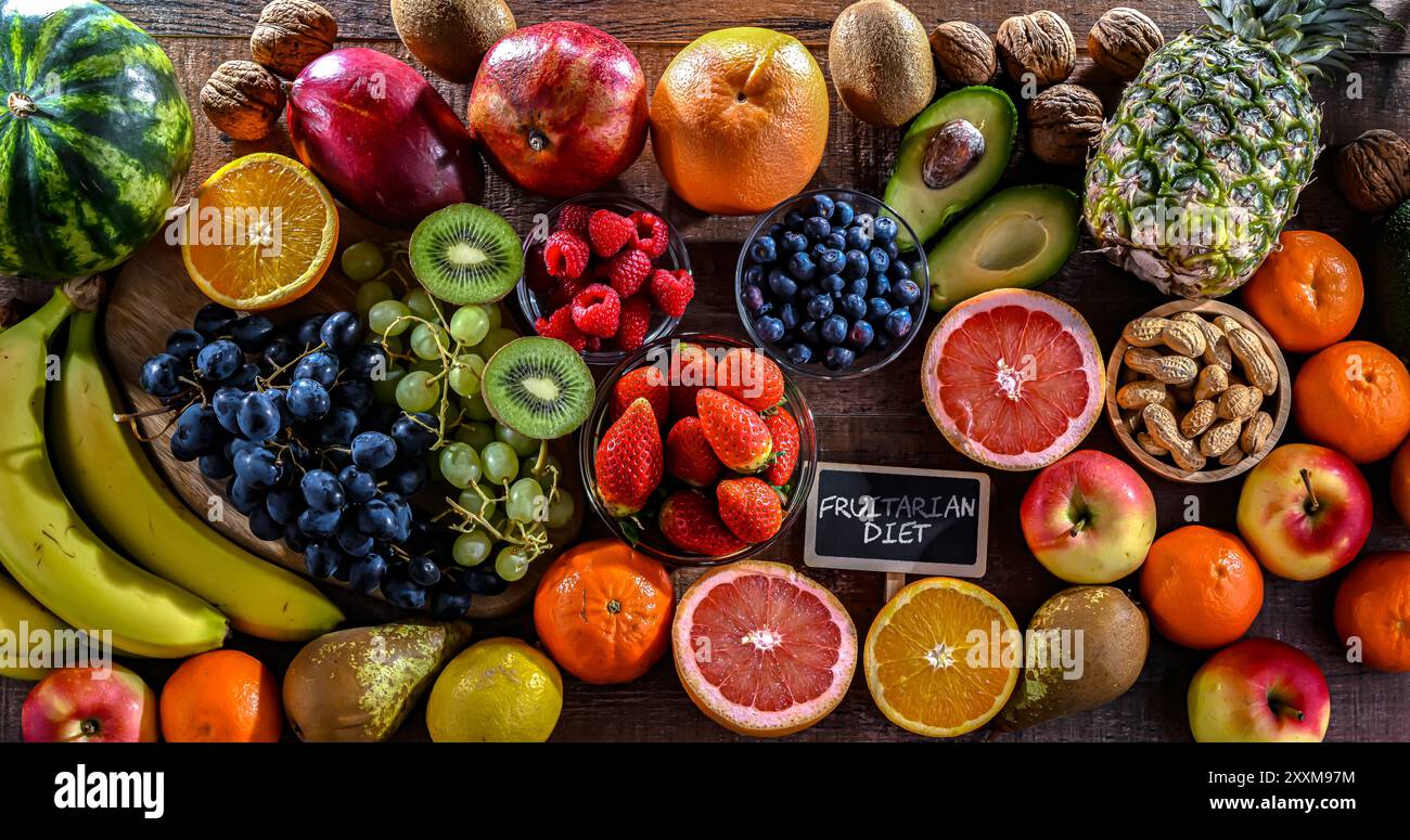 Food products representing fruitarian diet hi-res stock photography and images - Alamy