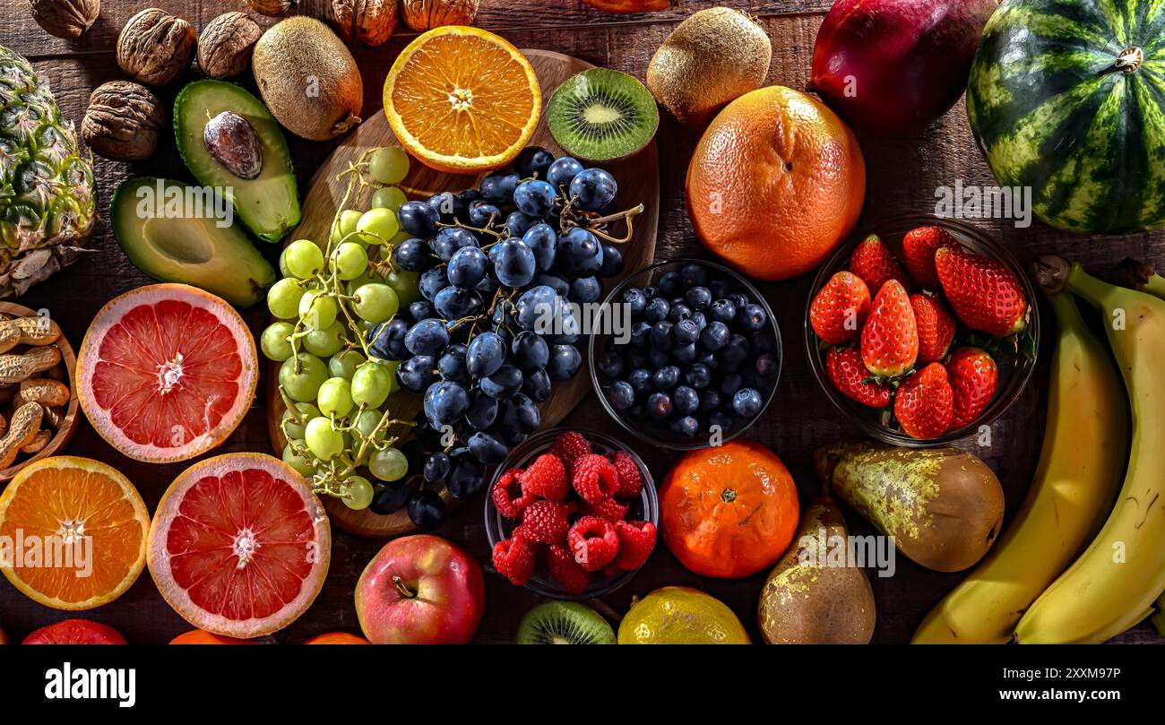Food products representing the fruitarian diet. Fruitarianism Stock ...