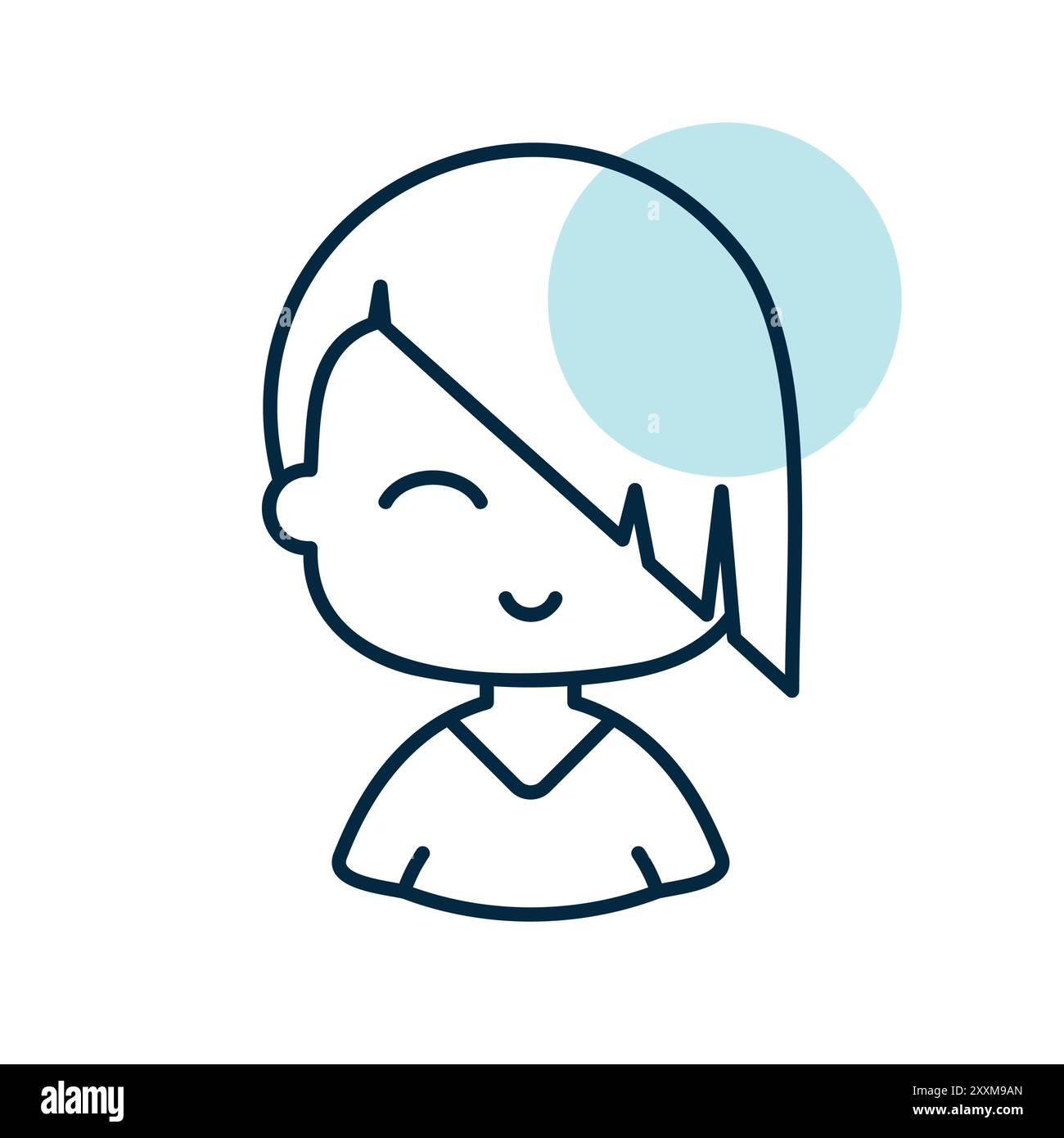 Beautiful young woman with short hair vector icon. Avatar character ...