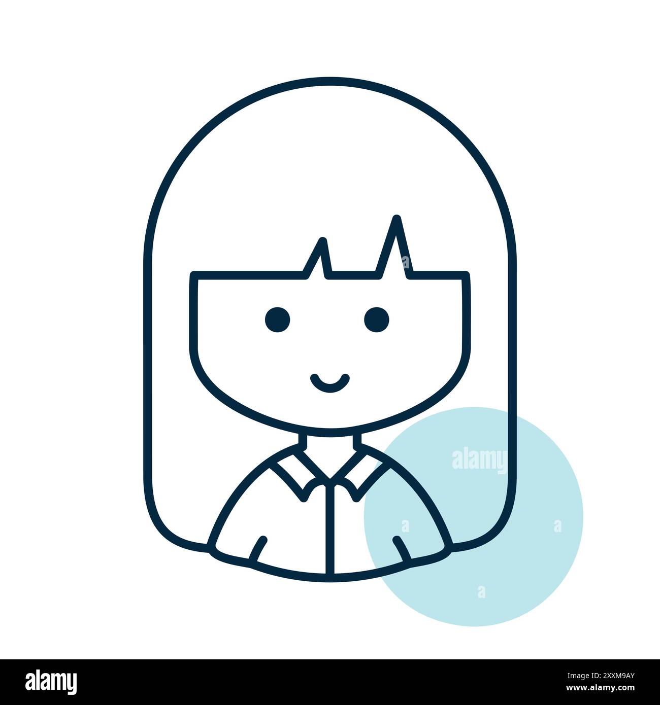 Woman girl with long straight hair vector icon. Hair down symbol ...