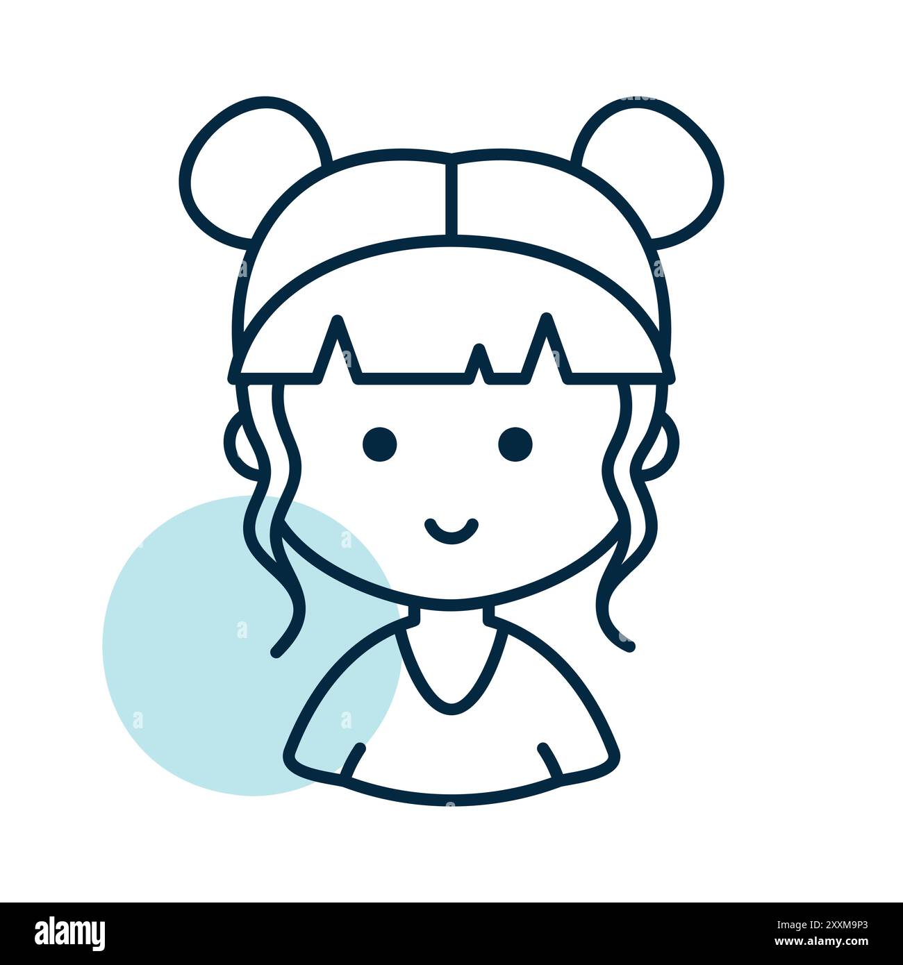 Cute female head with pretty fashion hairdo vector icon. Avatar ...