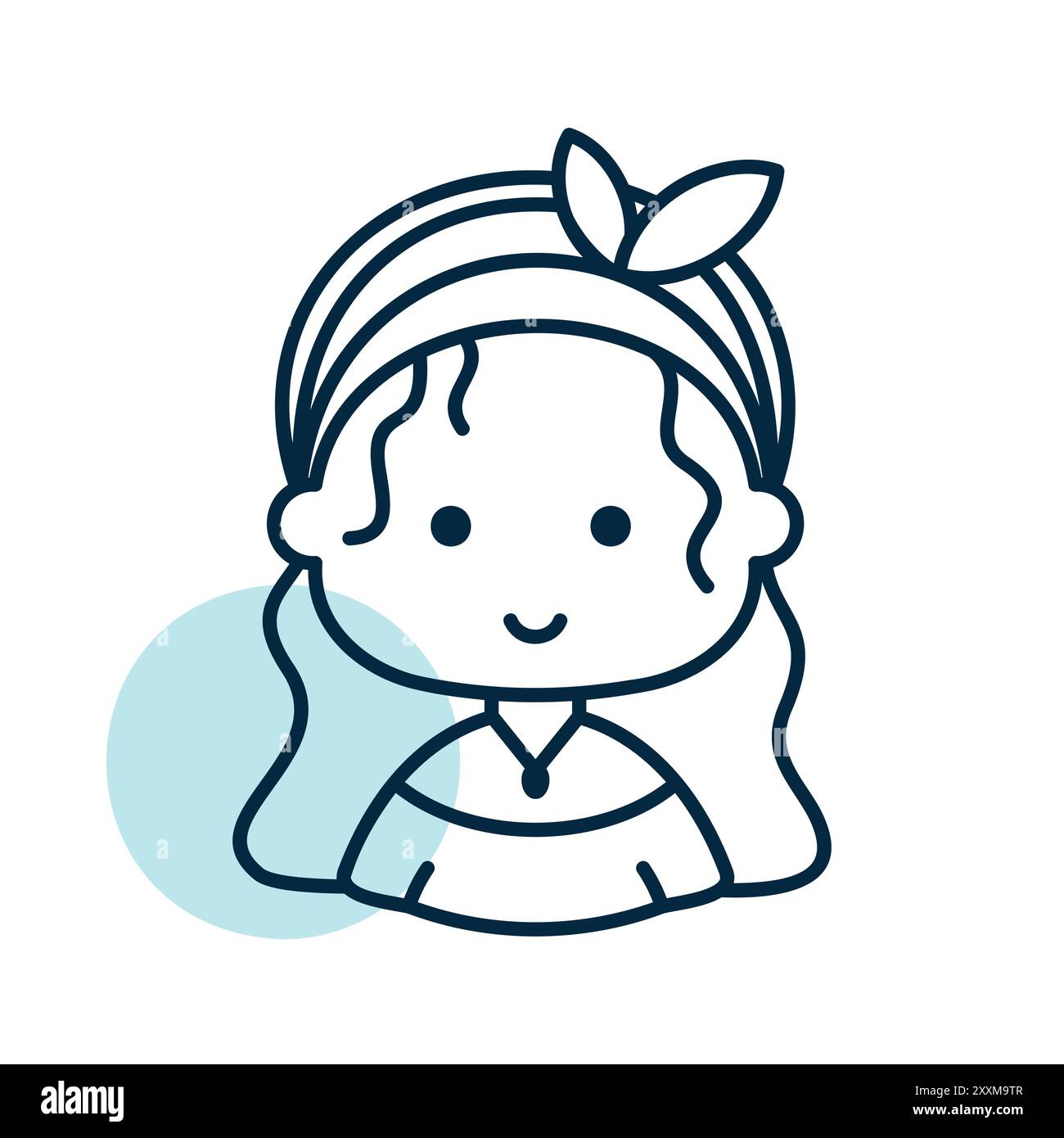 Woman girl with long straight hair vector icon. Hair down symbol ...