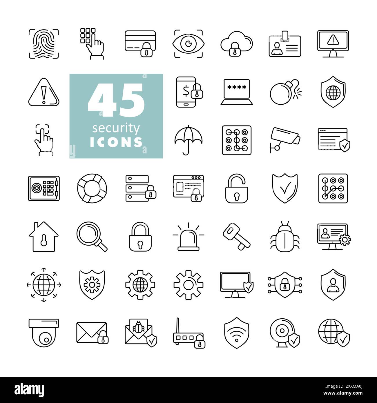 Security vector icon set. Cyber lock, password, unlock. Guard, shield ...