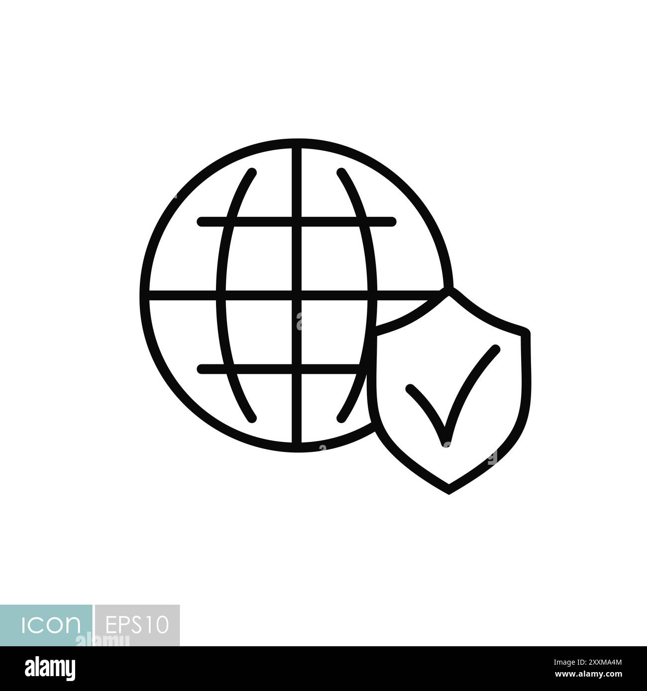 Global shield vector icon. Security sign. Graph symbol for your web ...