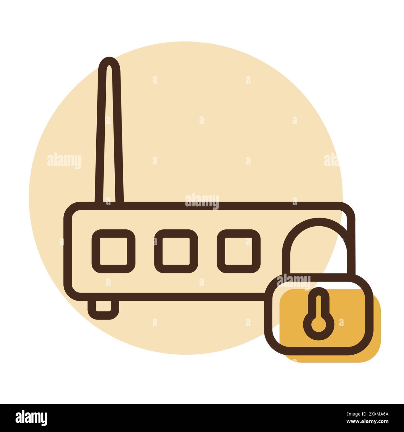 WIFI modem with lock vector icon. Private wifi network sign. Security ...