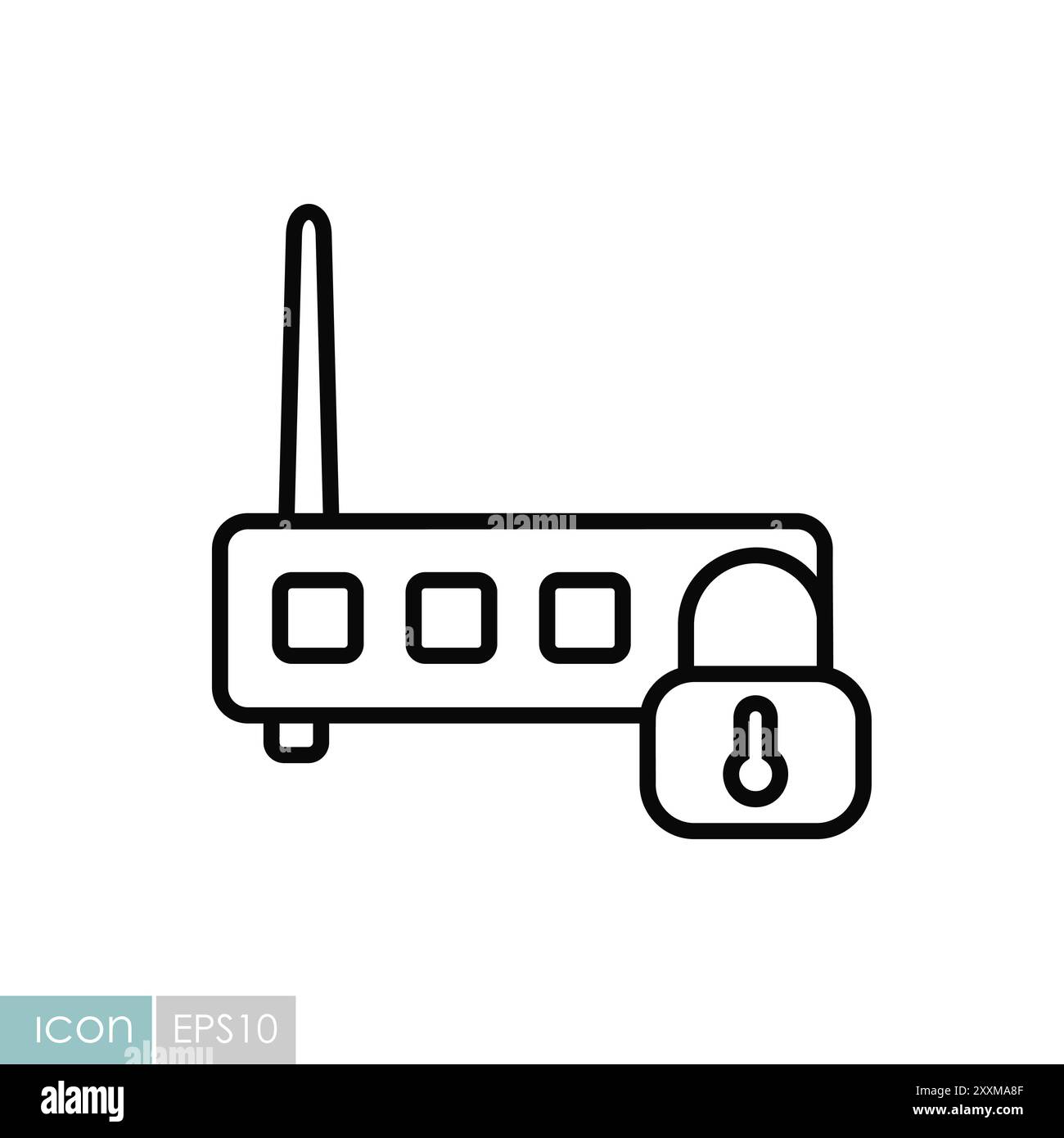 WIFI modem with lock vector icon. Private wifi network sign. Security ...