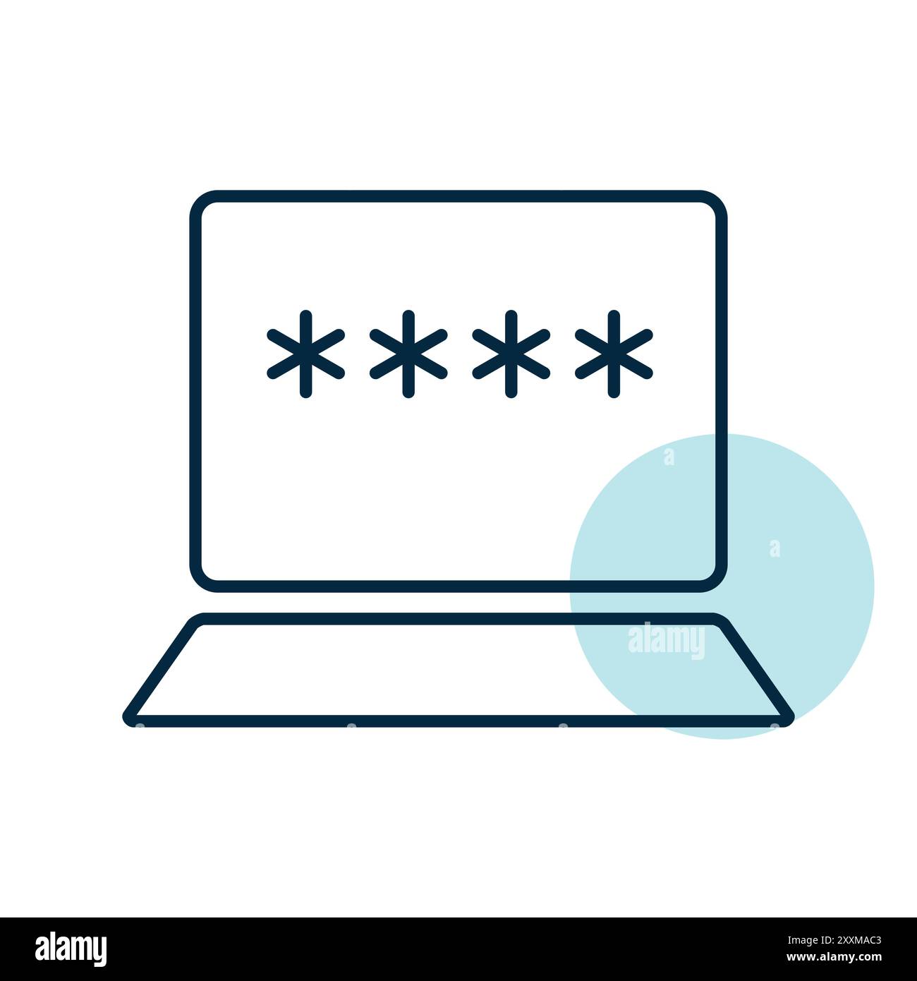 Laptop with password notification and lock vector icon. User ...