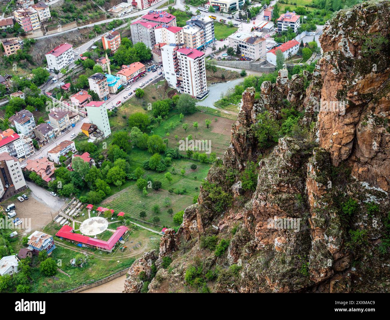 top view of cliff and Torul town from Glass Observatory Terrace near ...