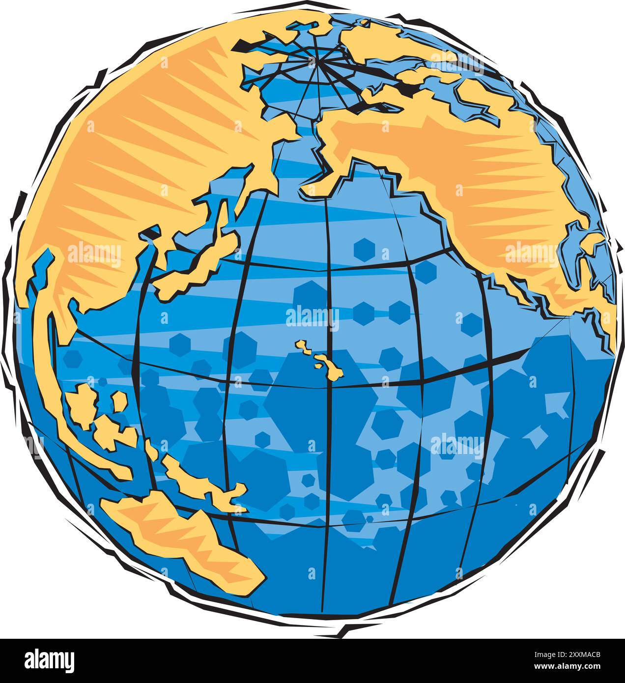 hand drawn abstract Clipart of Global earth planet map vector ...