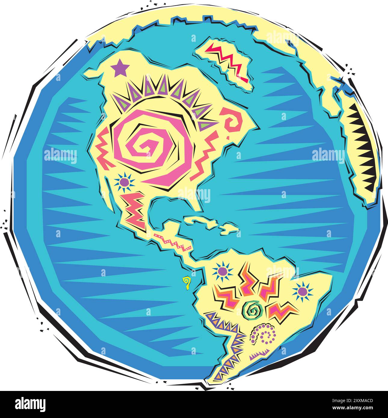 hand drawn abstract Clipart of Global earth planet map vector ...
