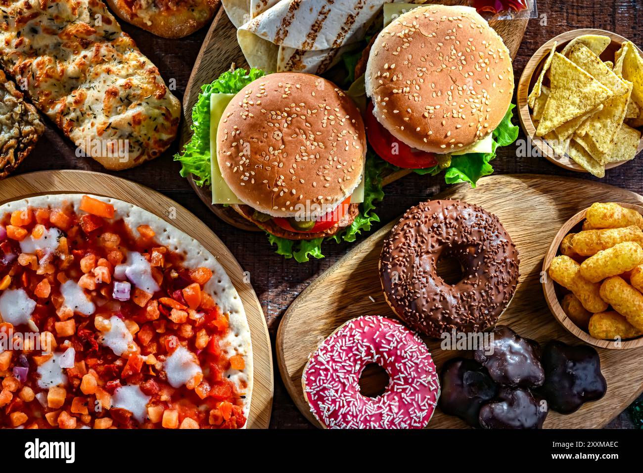 Foods enhancing the risk of cancer. Junk food Stock Photo - Alamy