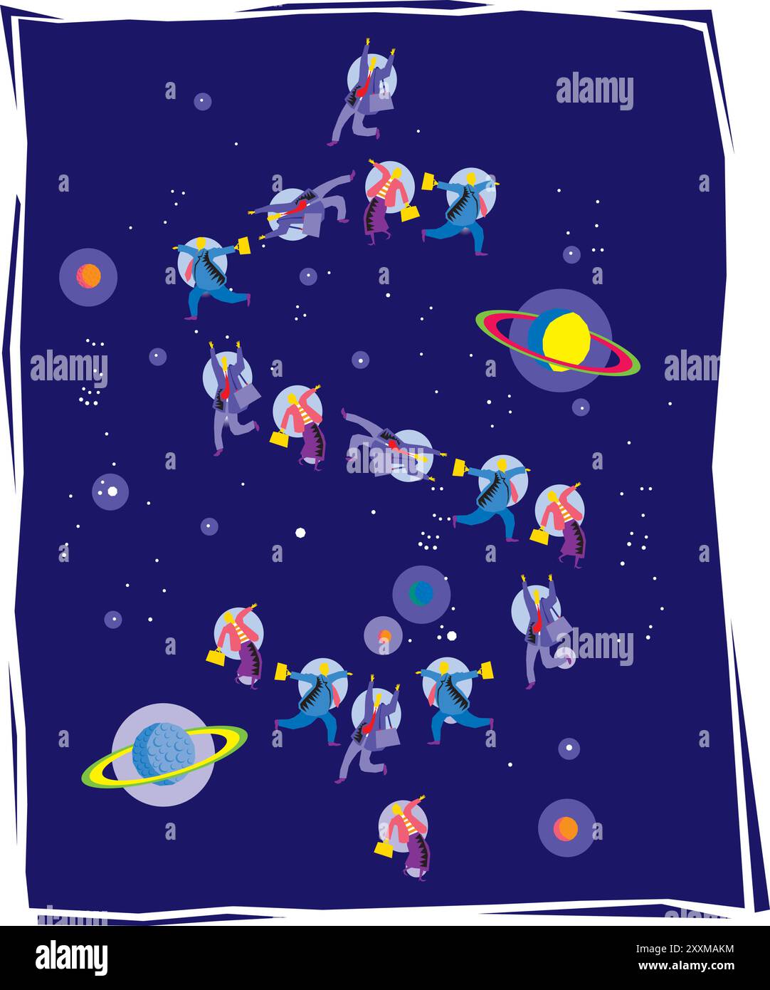 businessman in space dancing in galaxy people in space vector ...
