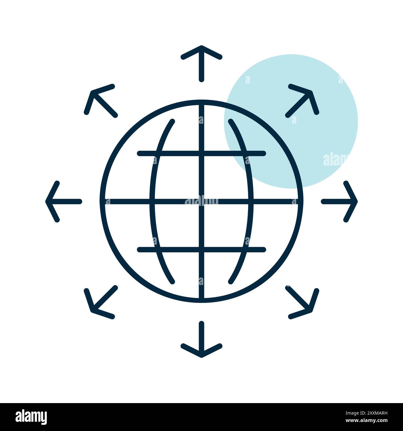 Arrows outside from globe vector icon. Global communication filled ...