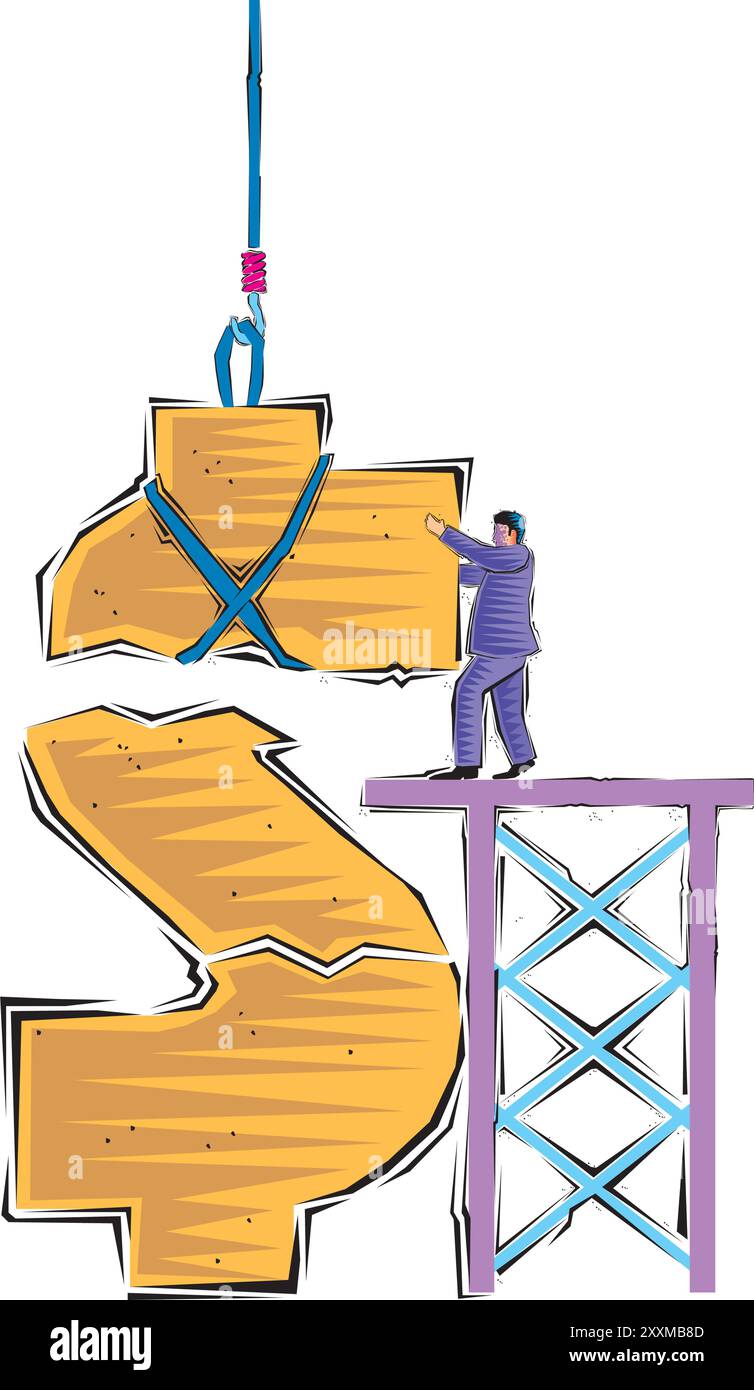 Flat 3d isometric making money web infographic concept vector. Crane ...