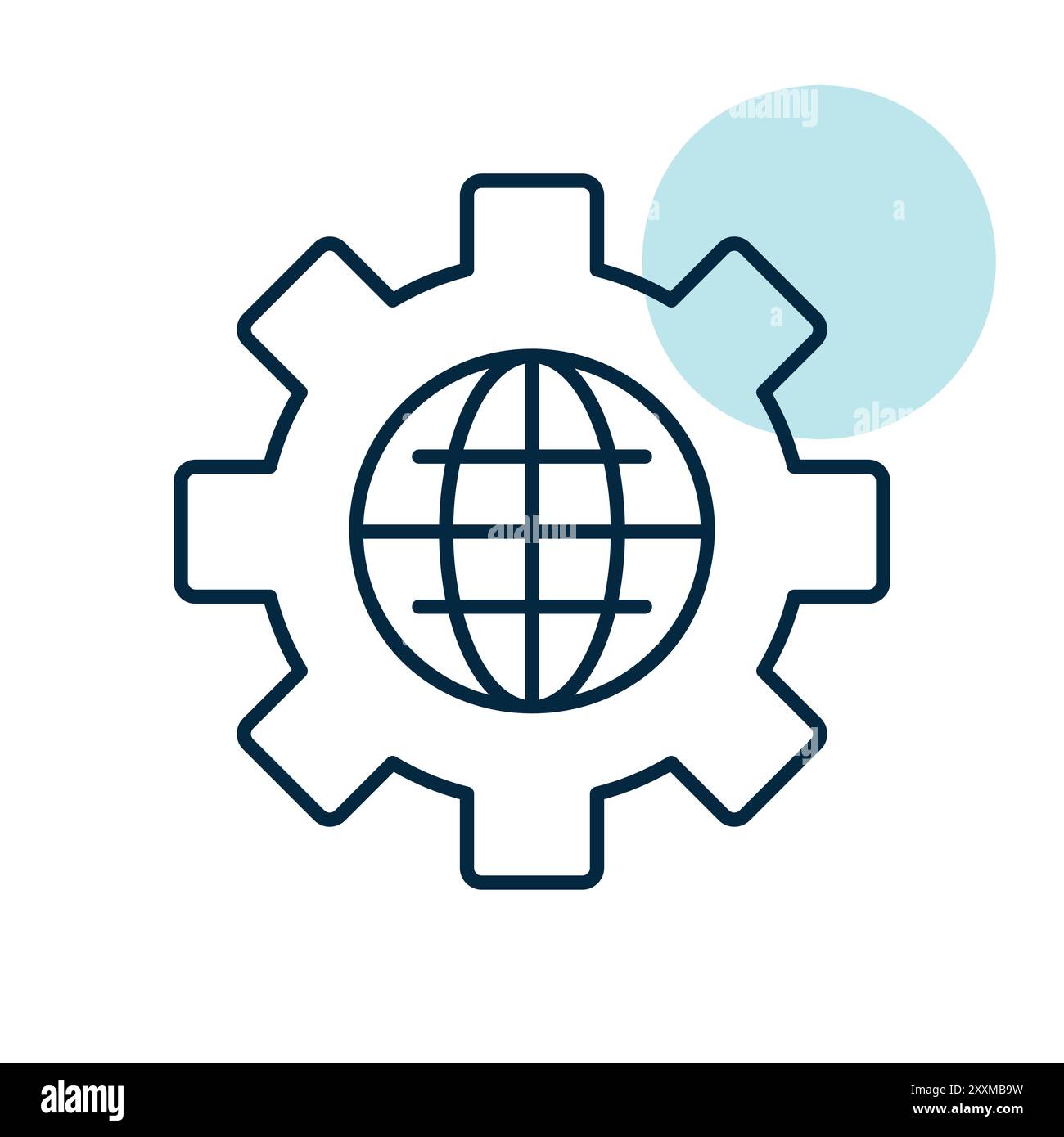 Globe with gears vector icon. World mechanism symbol. Global ...