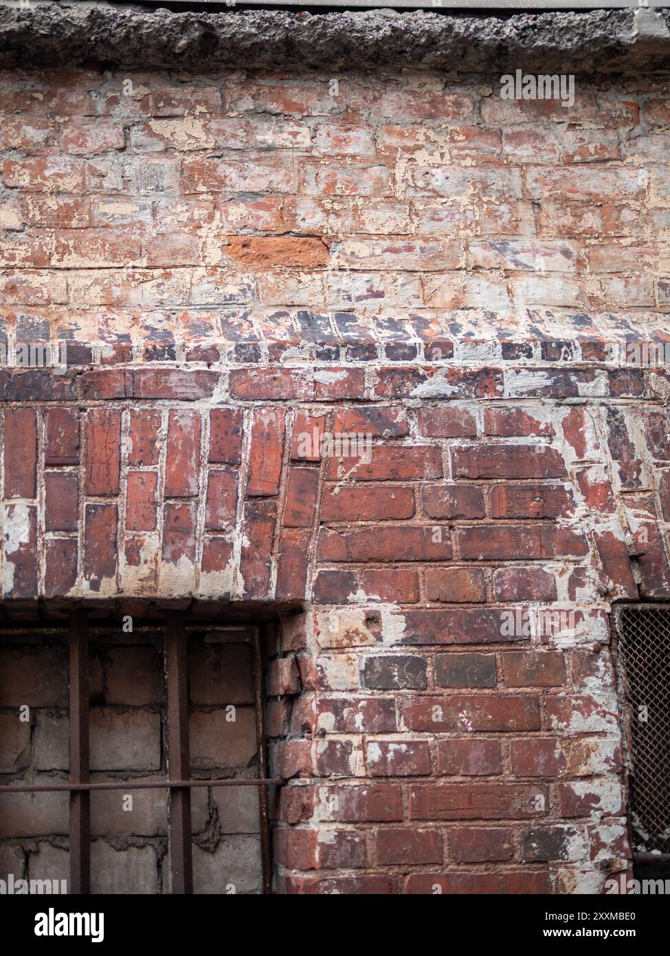 brick wall with blocked window of old building in Kaliningrad city ...