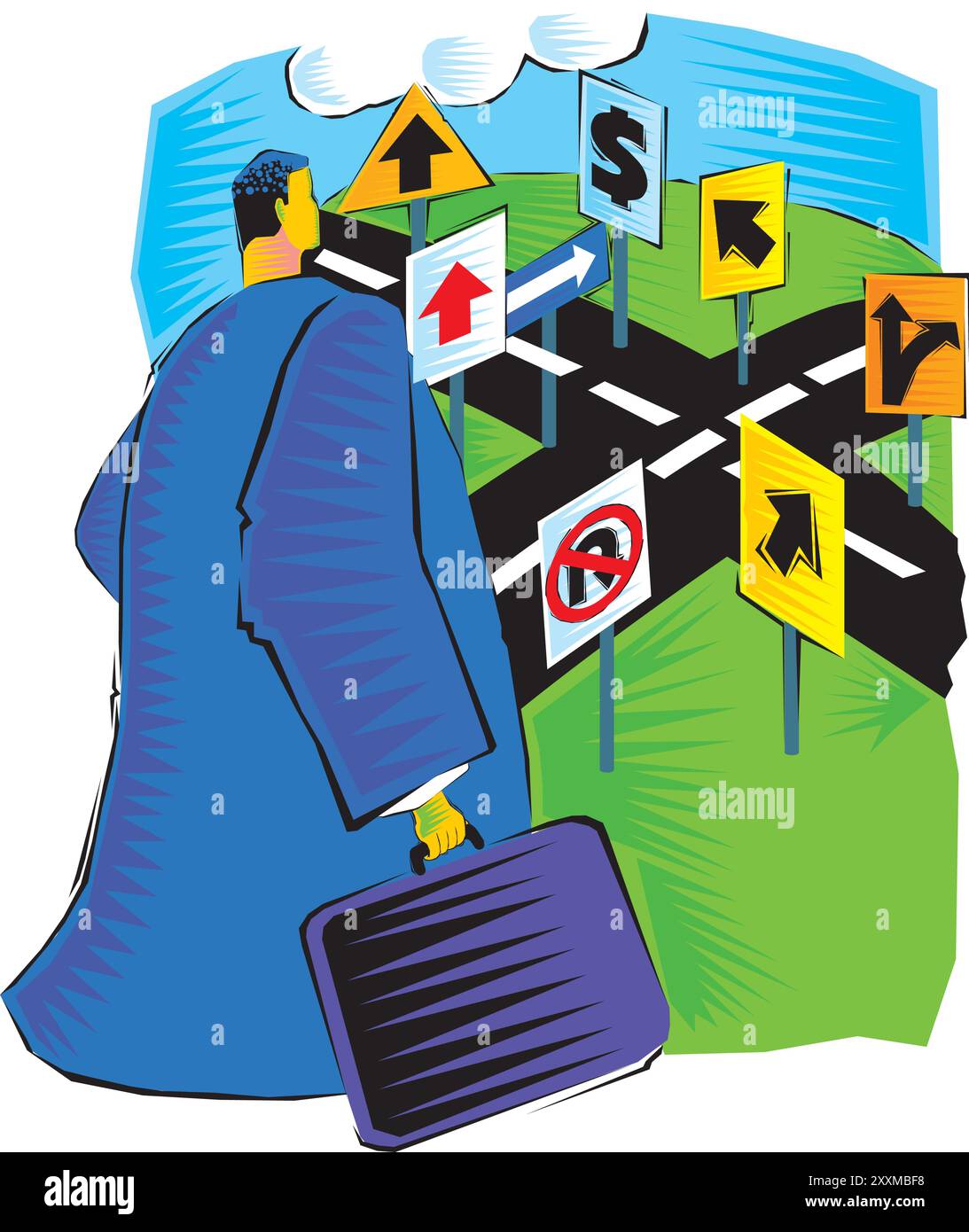 Clipart of Businessman is making decision and selecting best business ...
