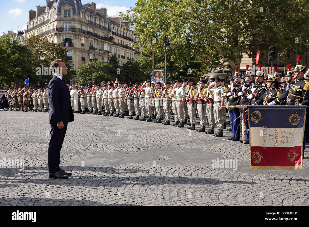 French President Emmanuel Macron attends a ceremony commemorating the ...