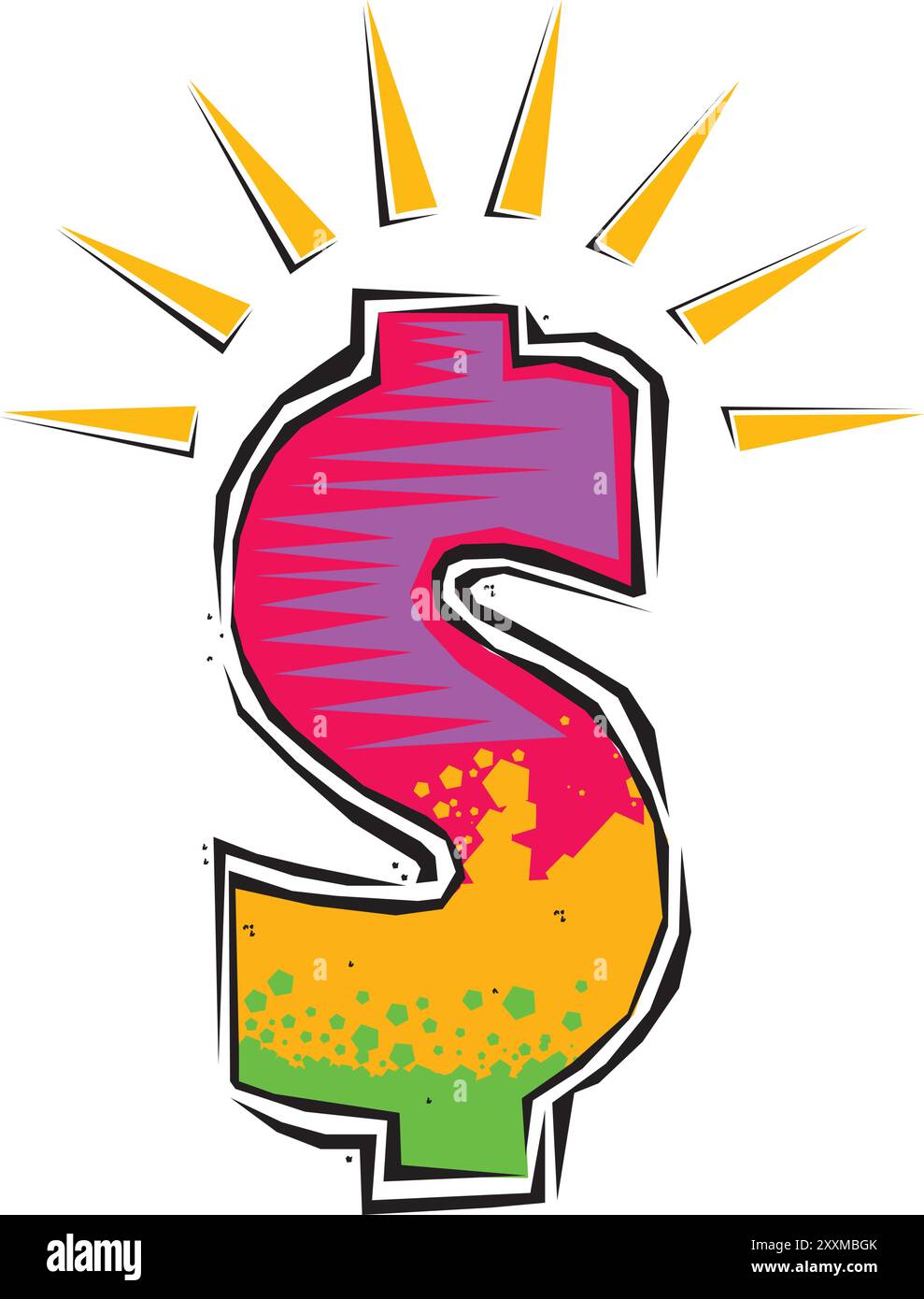 Coin Set of gold coins with dollar sign isolated on a sun rays ...