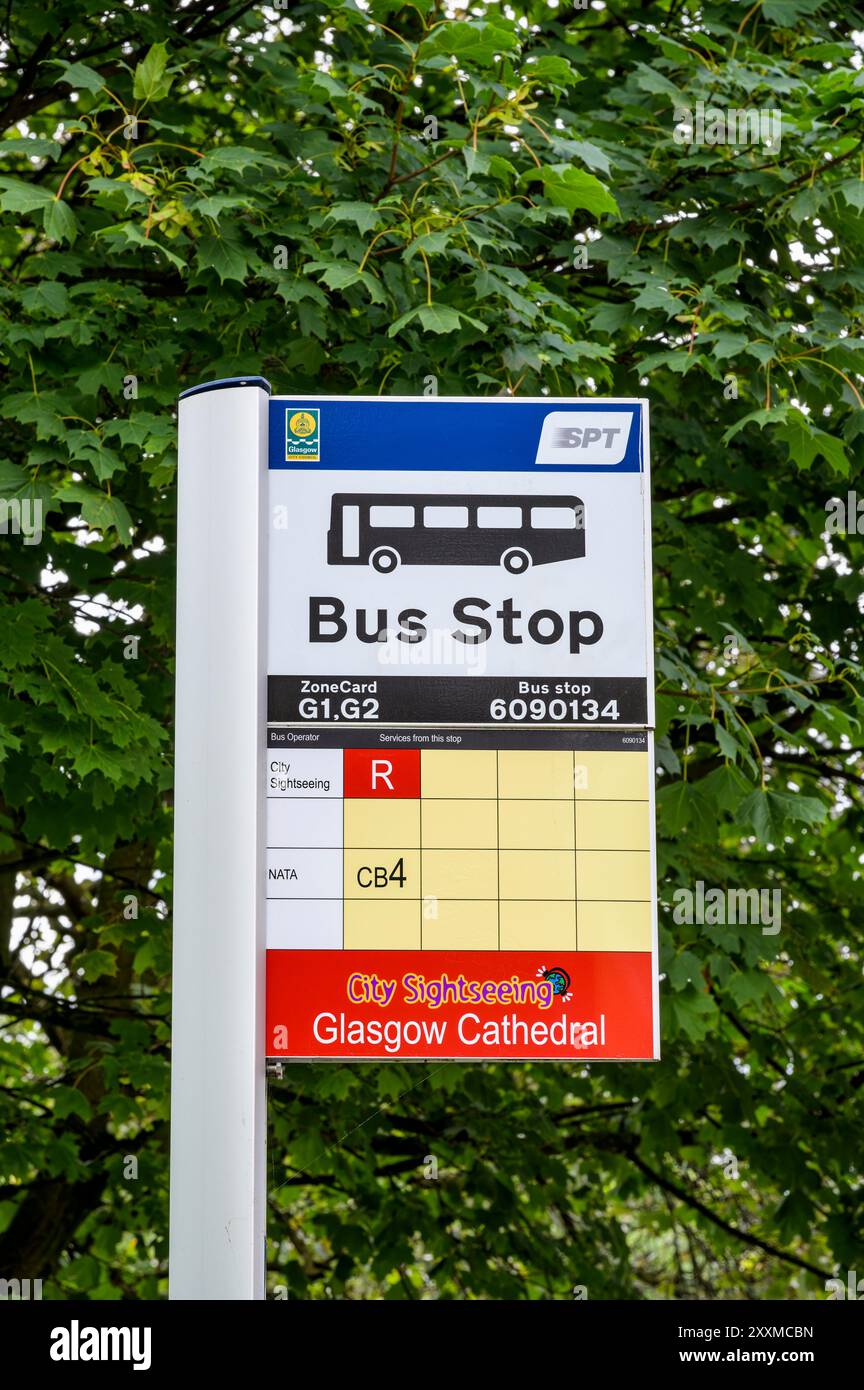 Bus Stop sign, Glasgow, Scotland, UK, Europe Stock Photo - Alamy