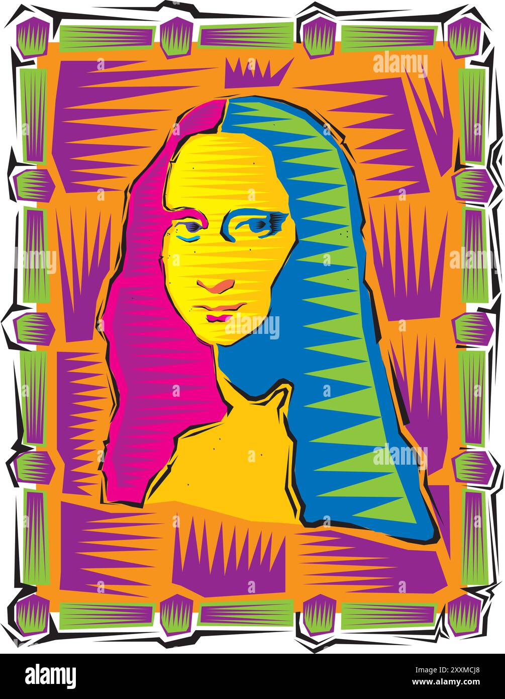 Illustration of the Mona Lisa. Icon of Gioconda the artist Leonardo ...