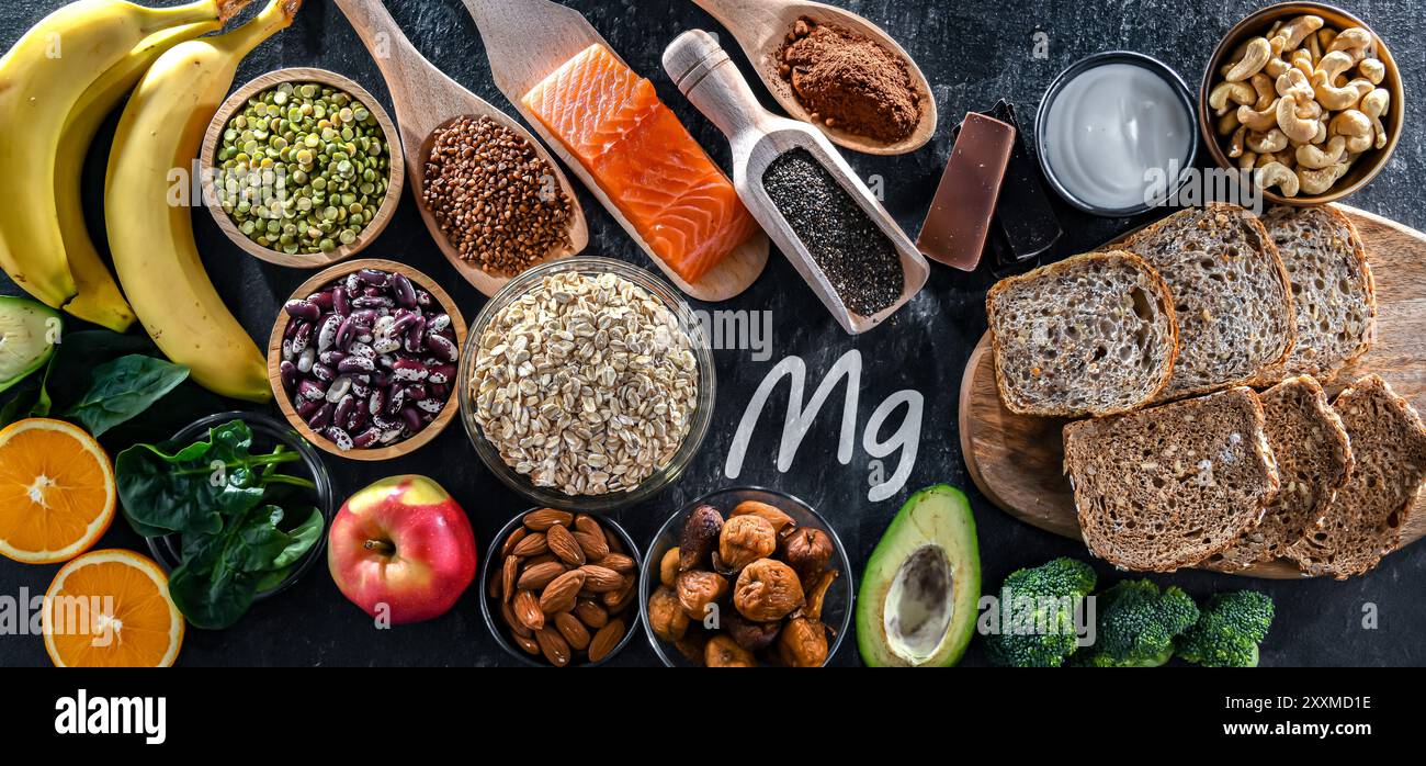 Composition with food products rich in magnesium Stock Photo - Alamy