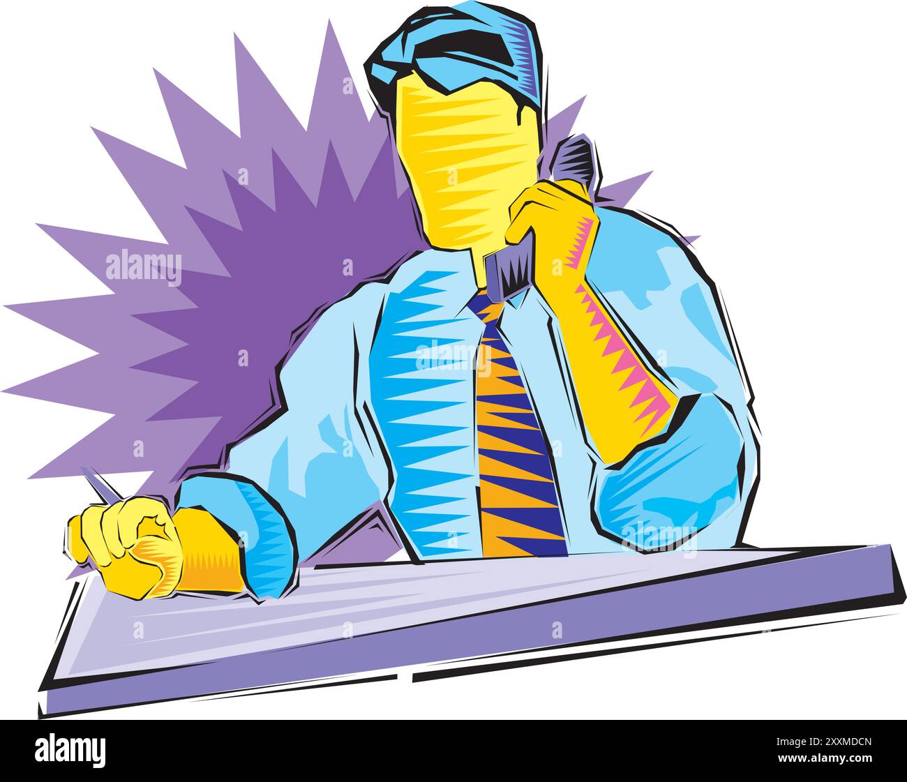 Isometric icon with busy office worker talking on phone 3d vector ...