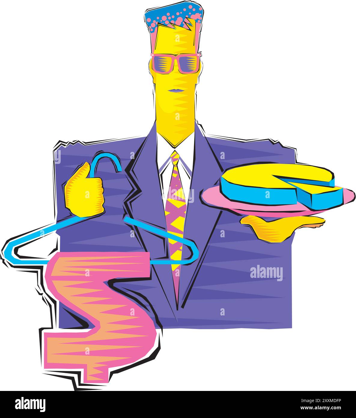 a person holding dollar sign and pie chart symbol businessman concern ...