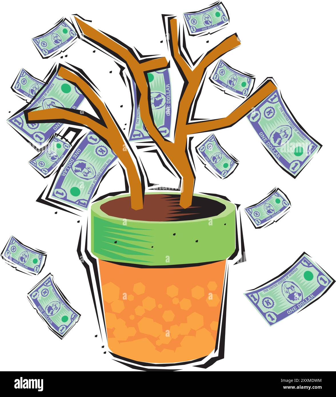 money tree plant with coin dollar. Business profit investment, finance ...