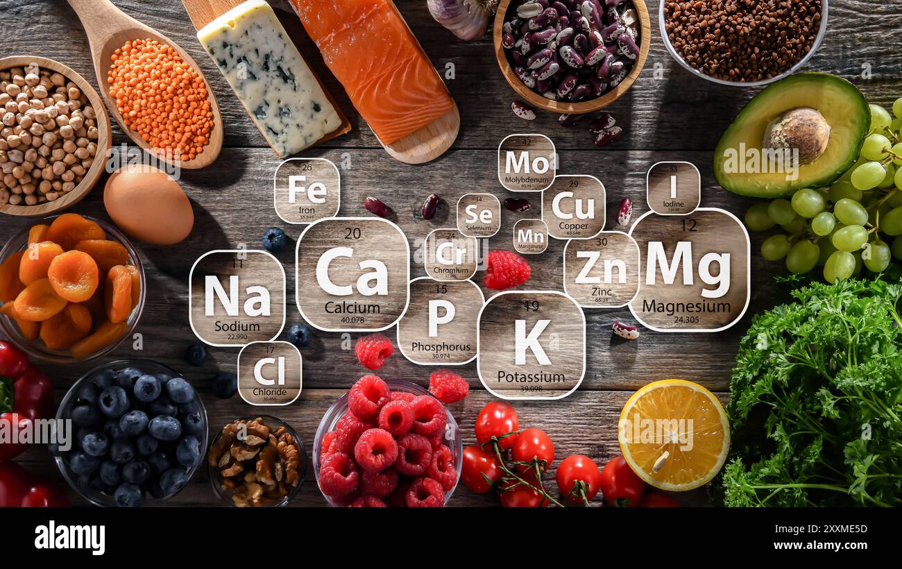 Composition with food products and main minerals essencial for human ...