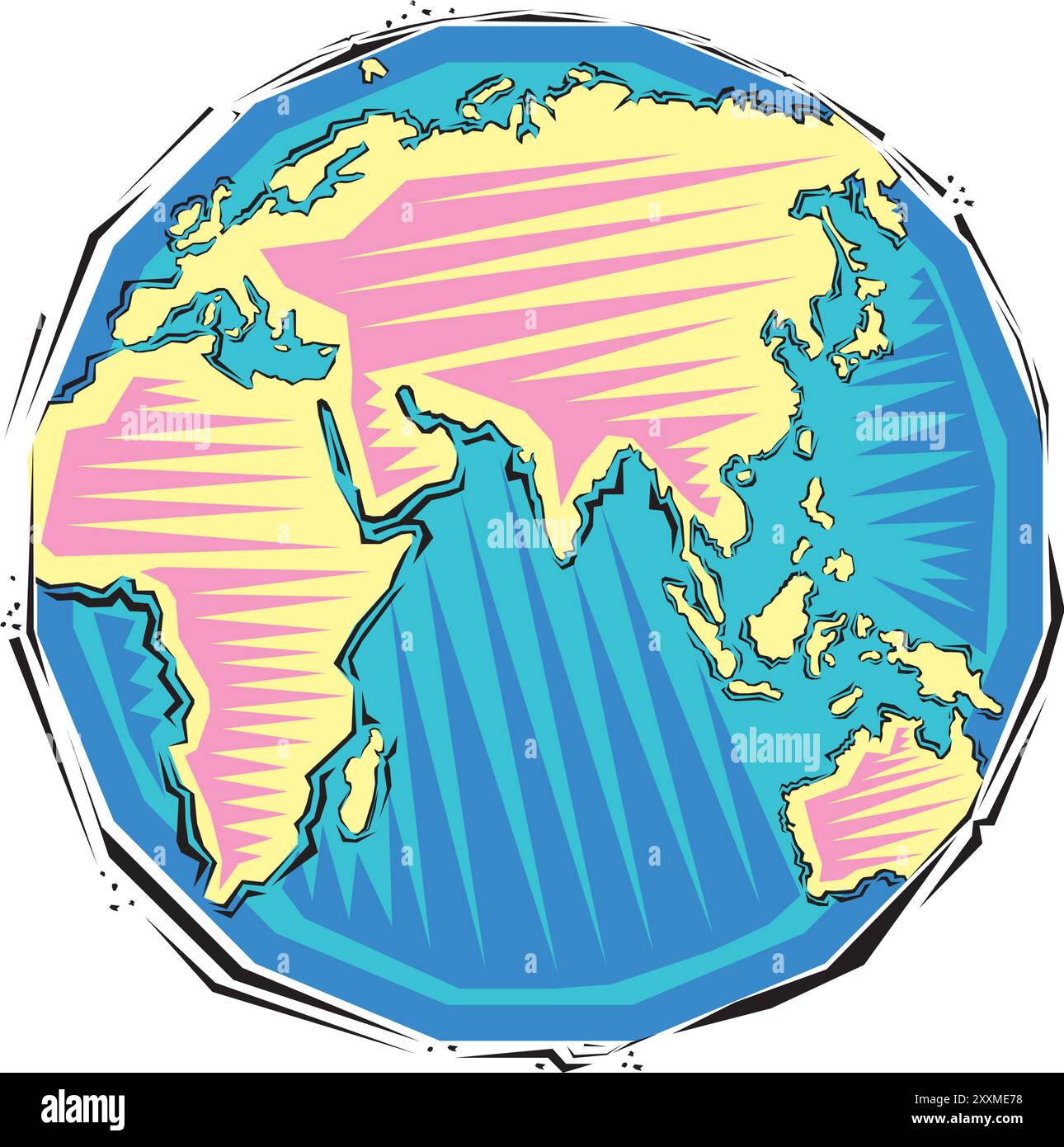 hand drawn abstract Clipart of Global earth planet map vector ...