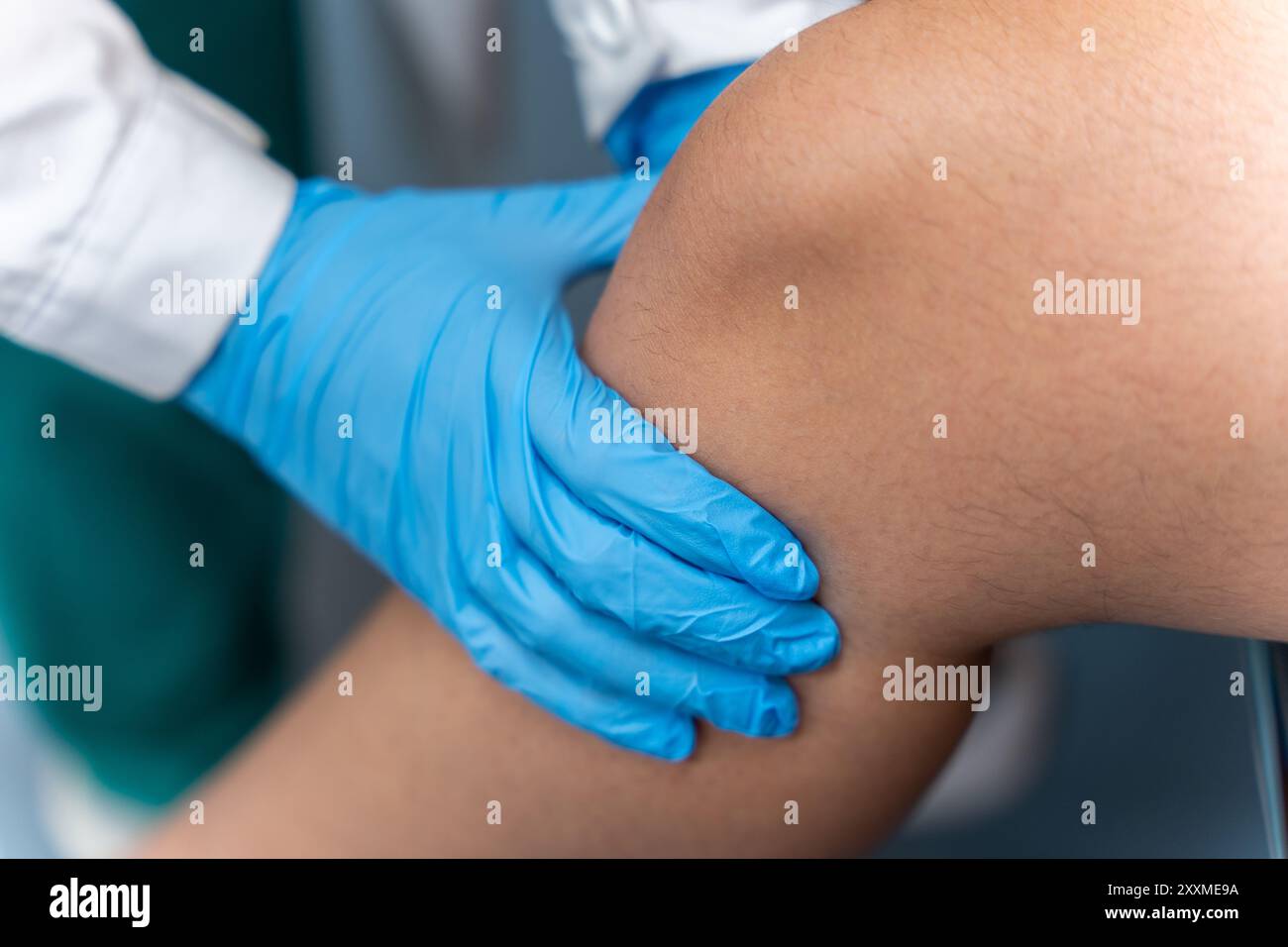 comprehensive knee examination of a patient in a hospital clinical ...