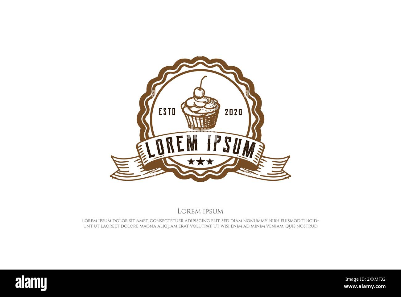 Vintage Retro Cupcake Stamp Label Seal Logo Design Vector Stock Vector ...