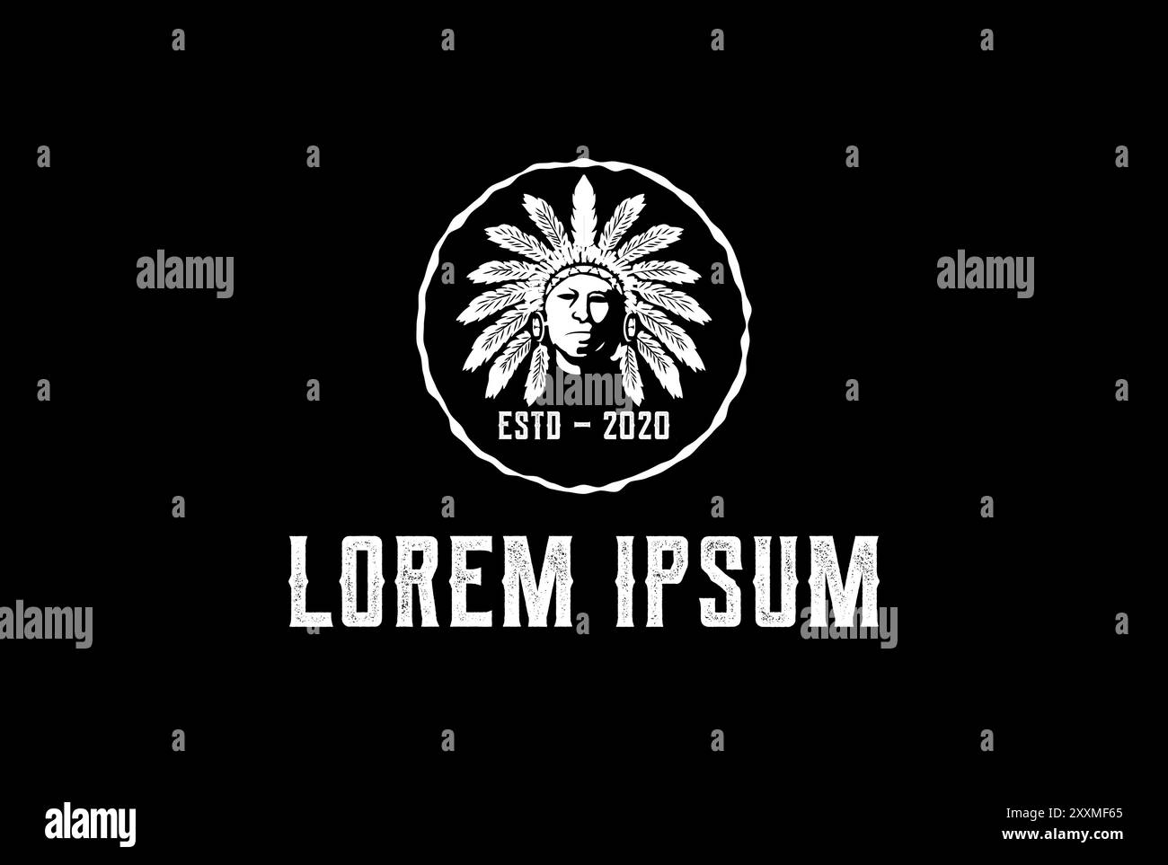 Vintage Chief Indian Native Tribe Logo Design Vector Stock Vector Image ...