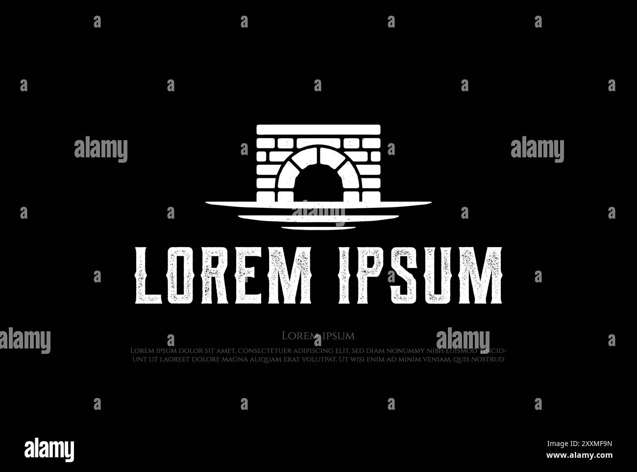 Rustic Canal Brick Bridge Water Way Logo Design Vector Stock Vector ...