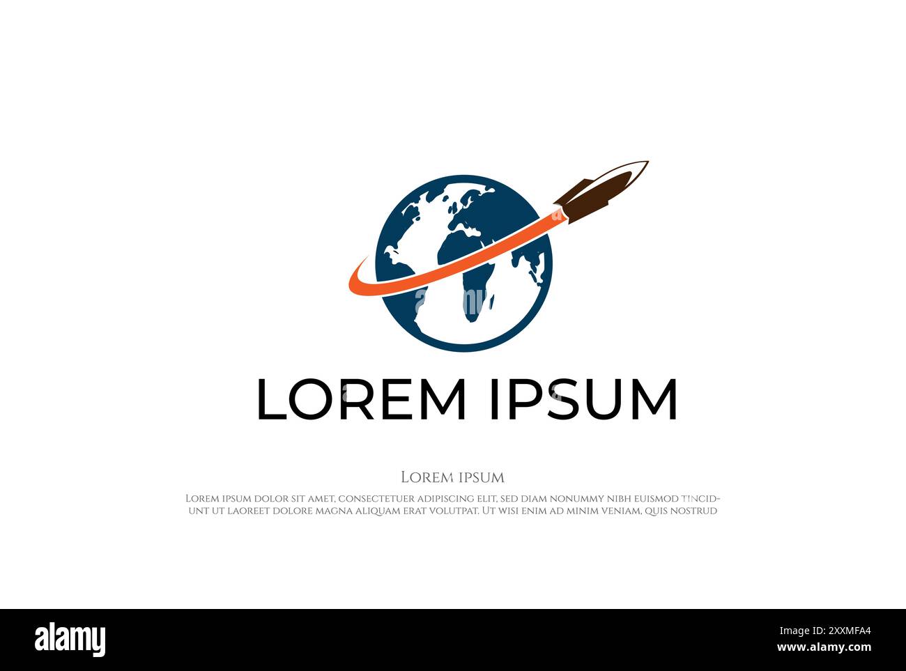 World Globe with Rocket for Science Expedition Logo Design Vector Stock ...
