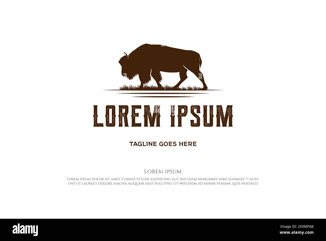 Wild Bison Bull Buffalo Angus Silhouette Steak Vintage Retro Logo Design Vector Stock Vector ...