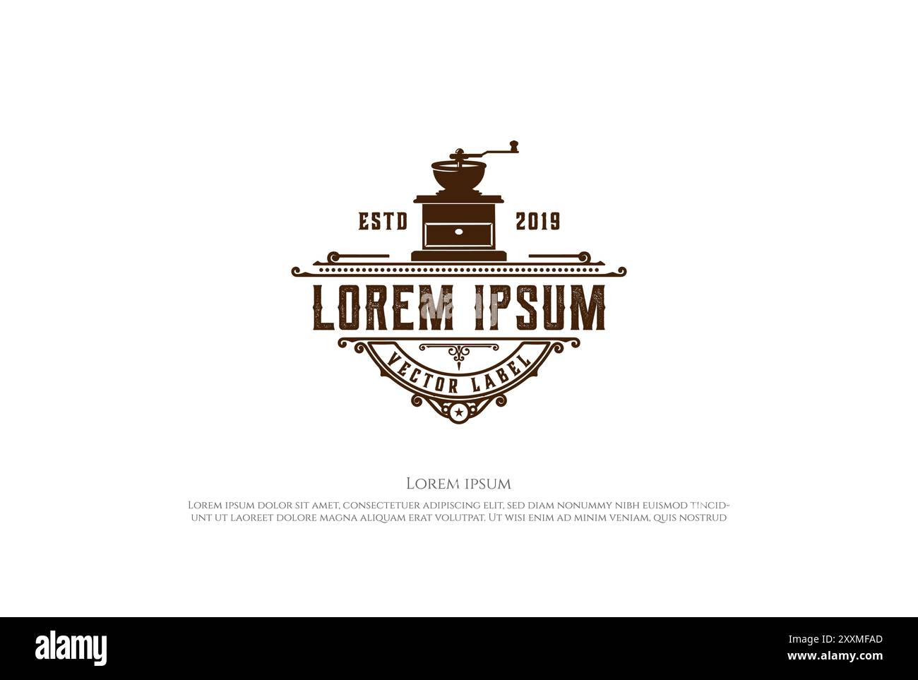 Rustic Retro Coffee Grinder for Cafe Bistro Restaurant or Product Label ...