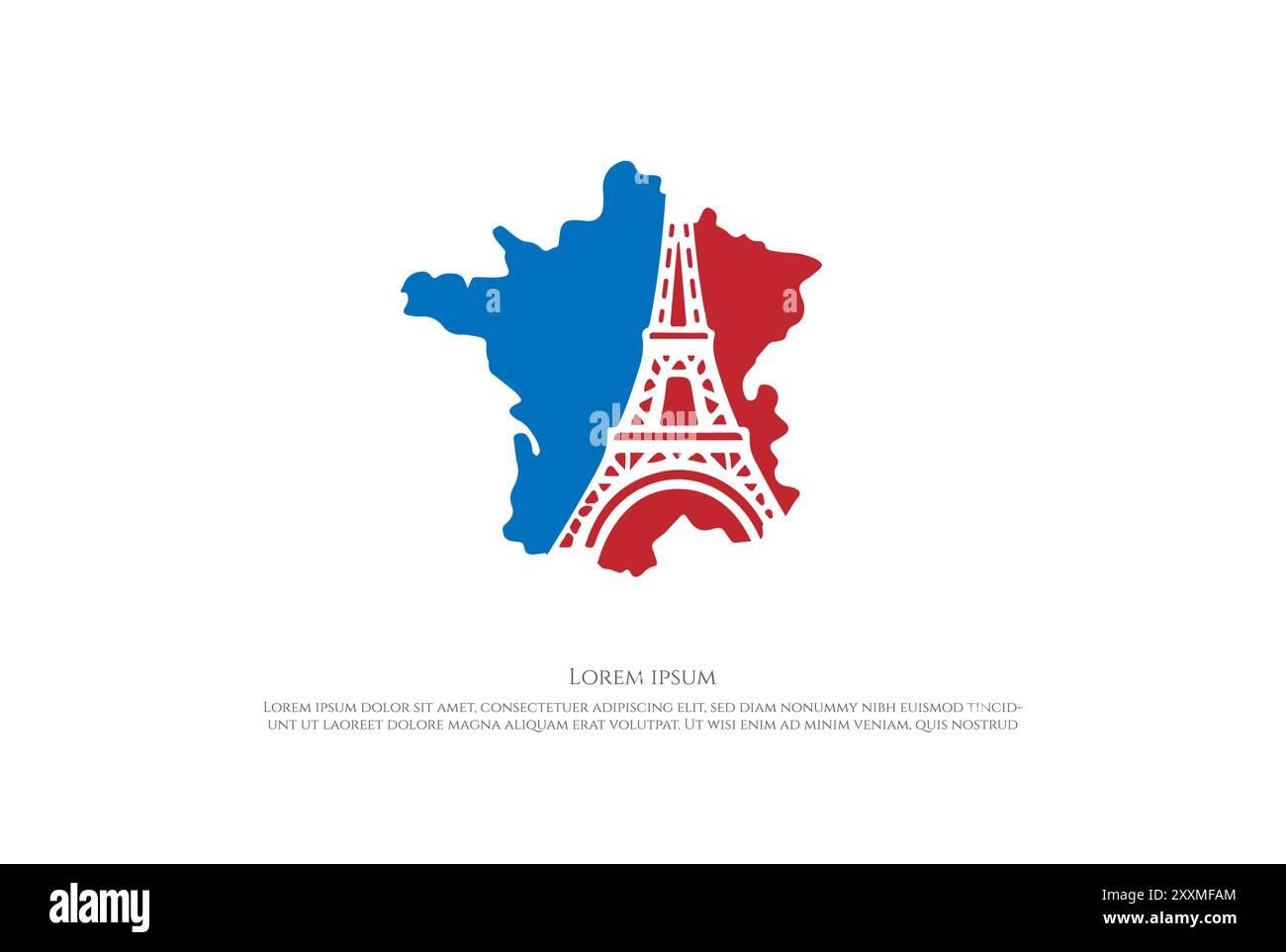 France Map with Paris Eiffel Tower for Travel Logo Design Vector Stock ...